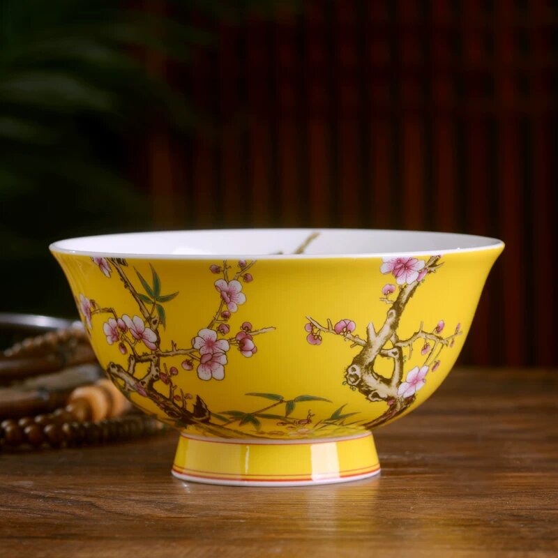 Керамическая посуда из Цзиндэчжэня: тарелка с узором «Цветущая слива», китайская домашняя посуда, фарфоровая миска для