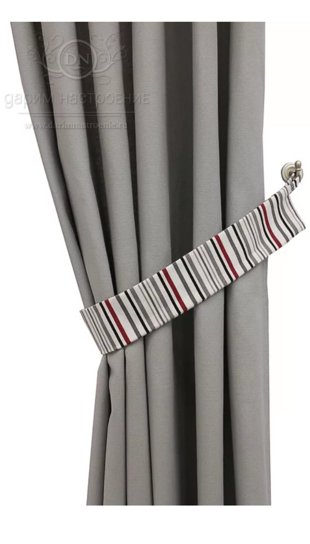 !09 Комплект штор "Бертина" , цвет серый 145*180 см, 2 шт, 2 подхвата,