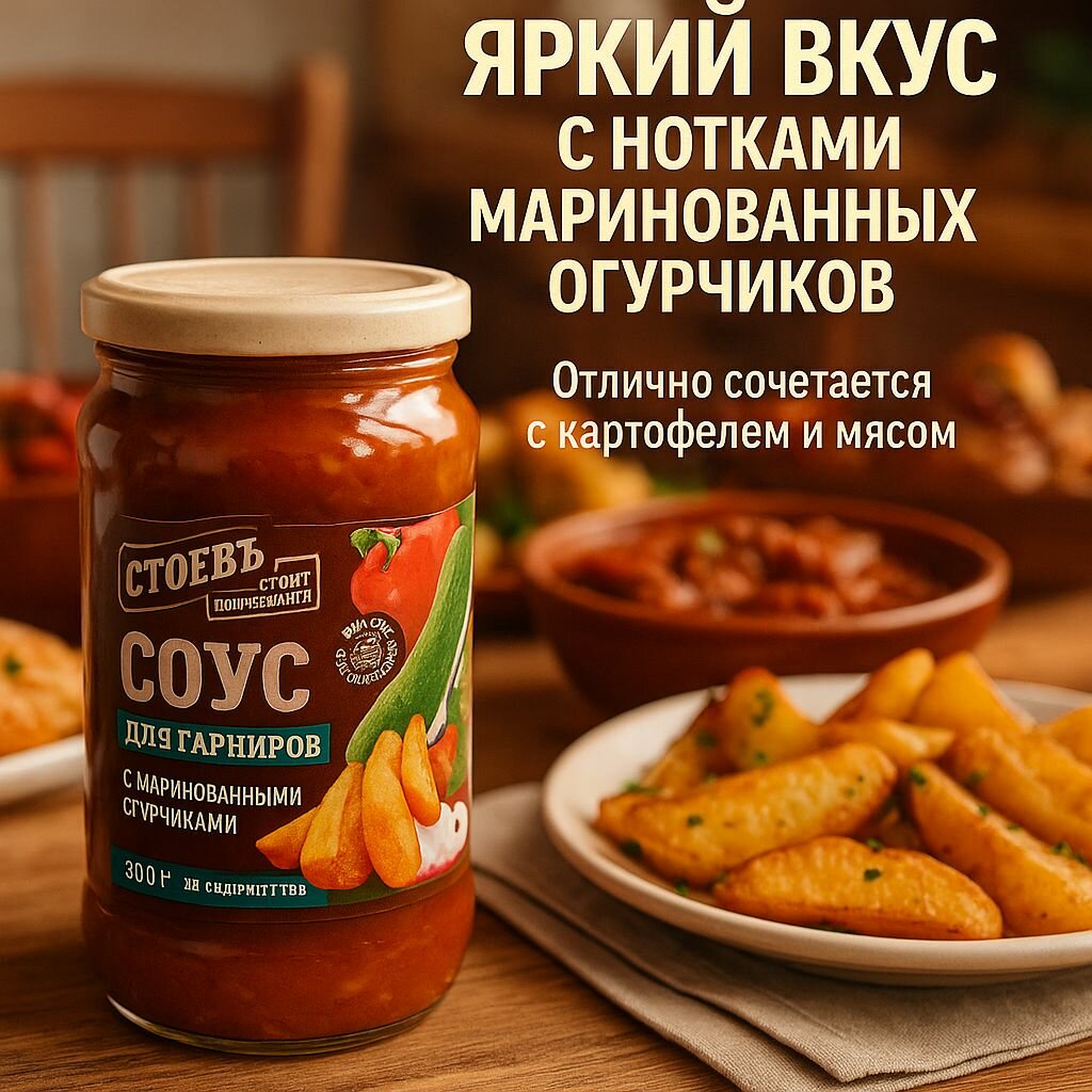 Стоевъ Соус для гарниров с маринованными огурцами, 360 грамм, 4 банки