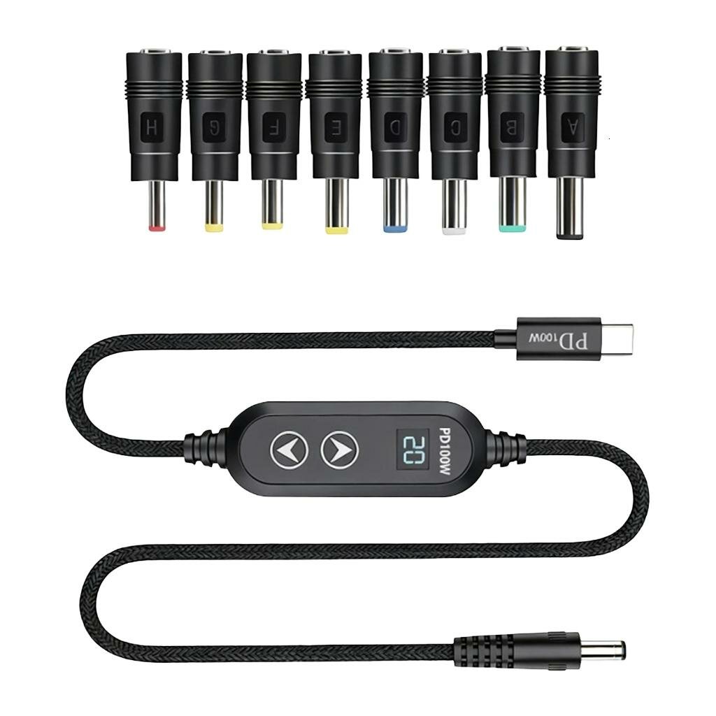 Компьютерные соединения и разъемы, Двухкнопочный зарядный кабель мощностью 100 Вт + 8 адаптеров