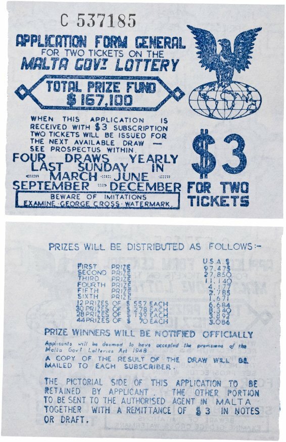 Мальта Лотерейный билет на 3 доллара