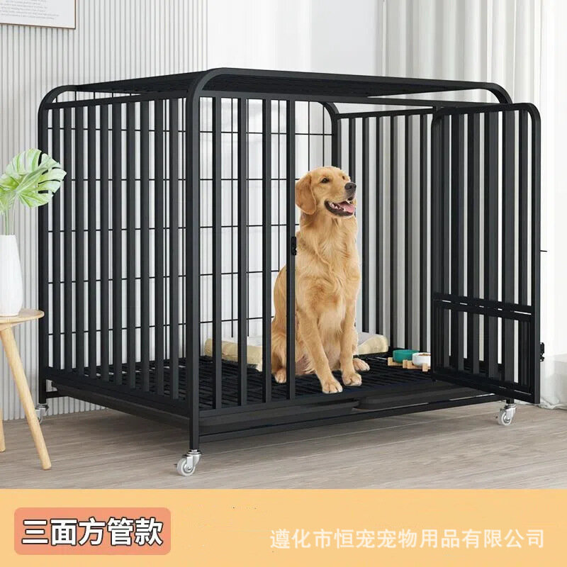 Клетка для собак крупных пород с туалетом для дома - 3/6-сторонняя квадратная трубчатая конструкция для лабрадоров и