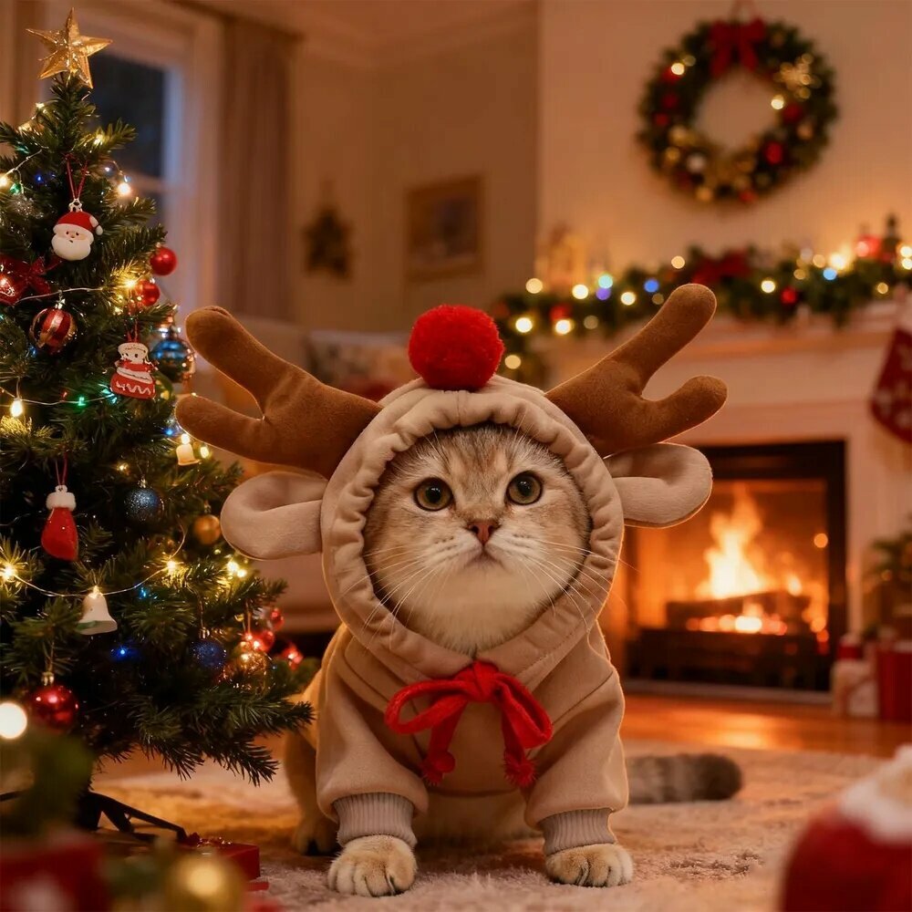 Новогодний костюм, подарок на Рождество для питомца, S