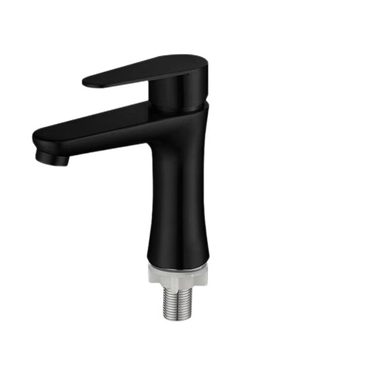 2025 Скандинавский смеситель для раковины из нержавеющей стали 304, черный и золотой, одинарный холодный смеситель для ванной комнаты