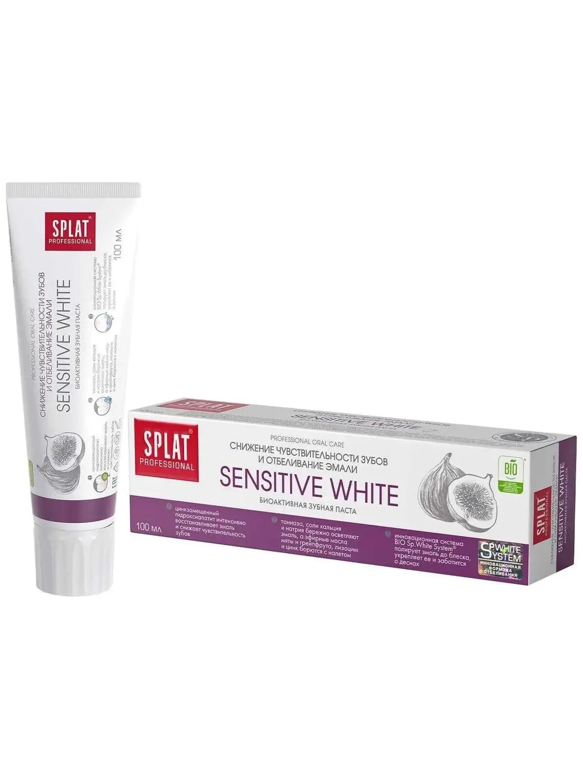 Зубная паста SPLAT "Professional Sensitive White", укрепление эмали, отбеливание, 100 мл