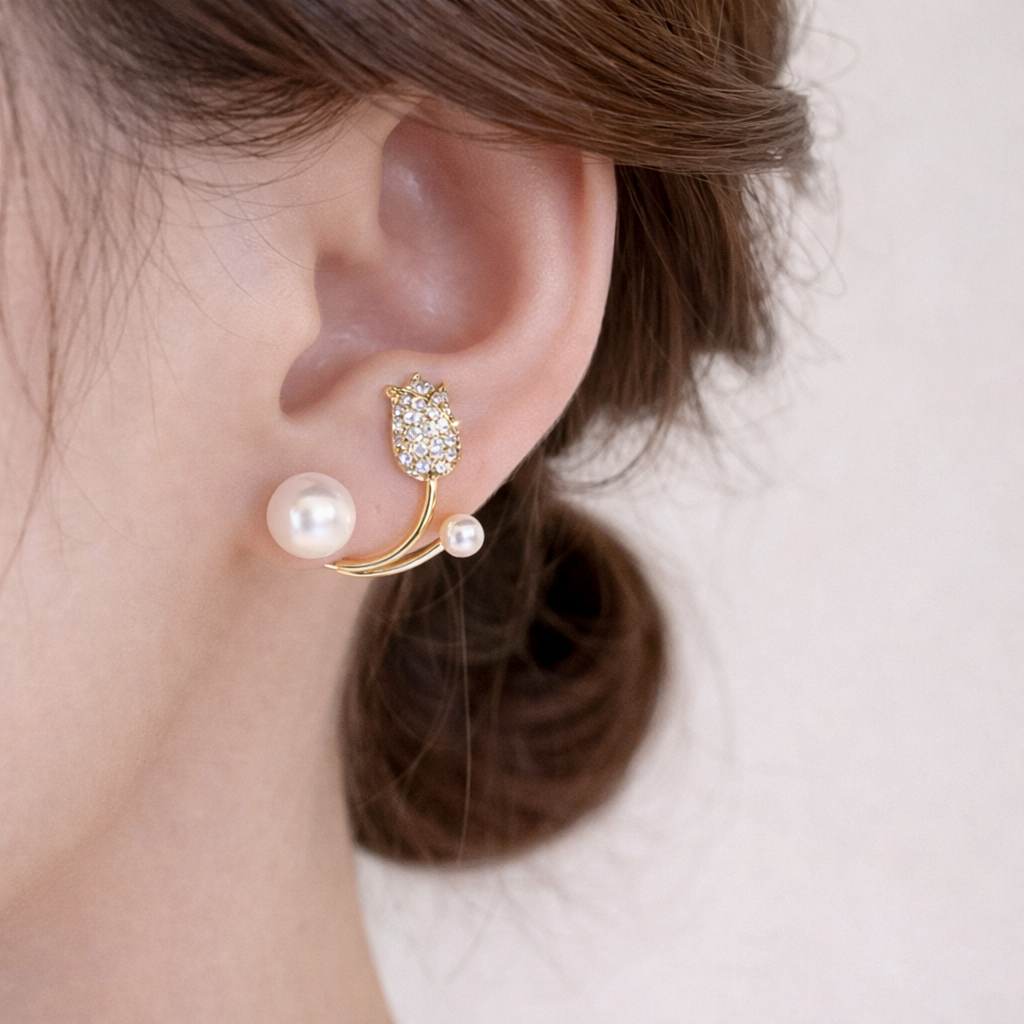 Серьги пусеты, жемчуг имитация