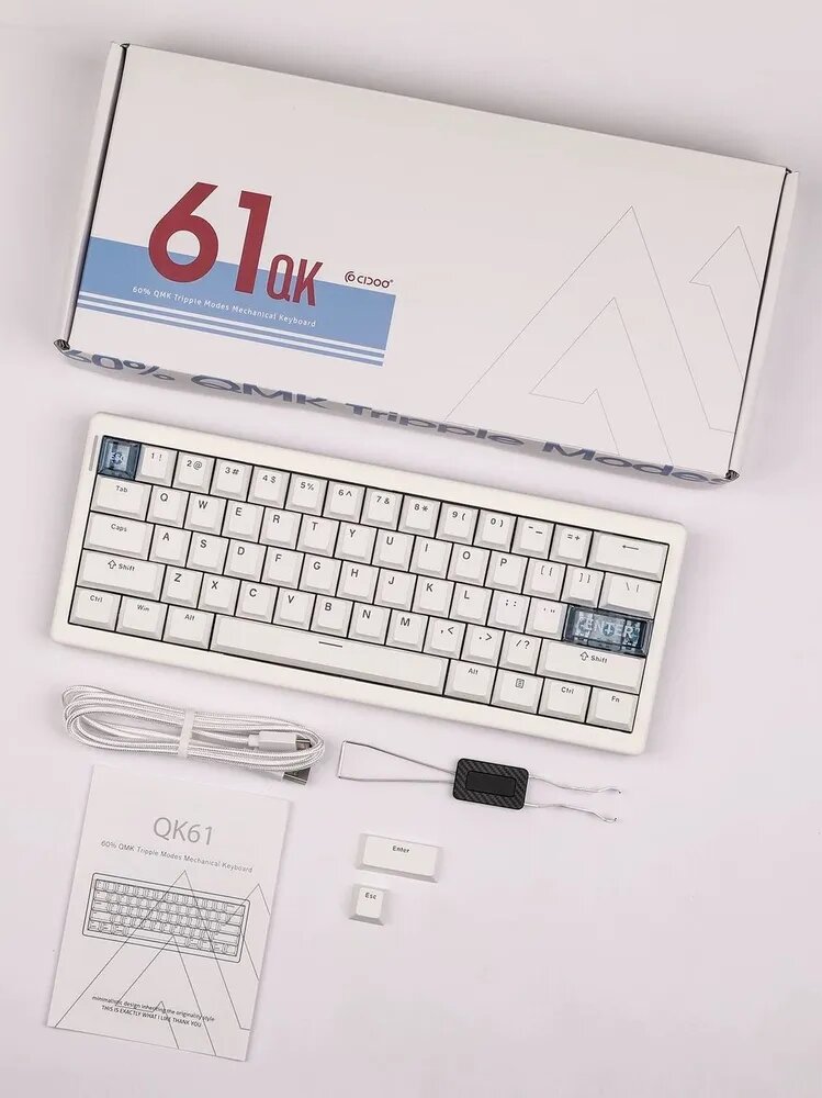 Cidoo QK61 V2 Игровая клавиатура беспроводная Cidoo Qk61 V2, Английская раскладка, белый, слоновая кость