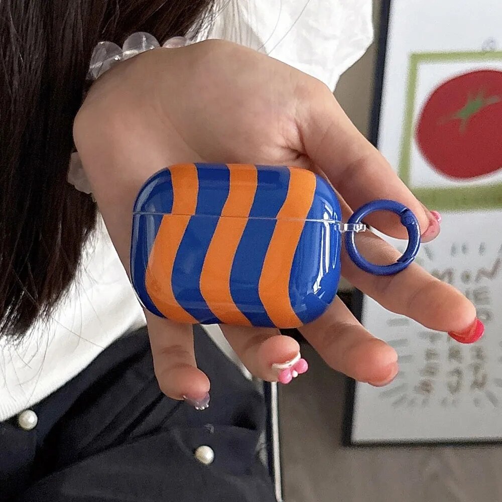 Глянцевый цветной чехол для наушников Wave Stripes для Apple Airpods 3 4 Pro 2, чехол для беспроводных Bluetooth-наушников Airpods Pro 3