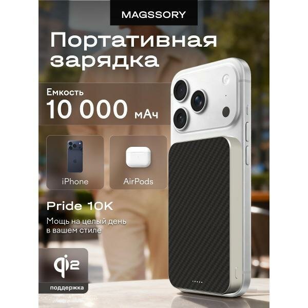 Внешний аккумулятор Magssory Pride Pro 10K Magnetic Power Bank, Qi2 PBN022