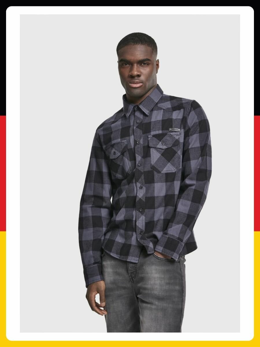 Рубашка Brandit CHECK, черный; серый, 5XL