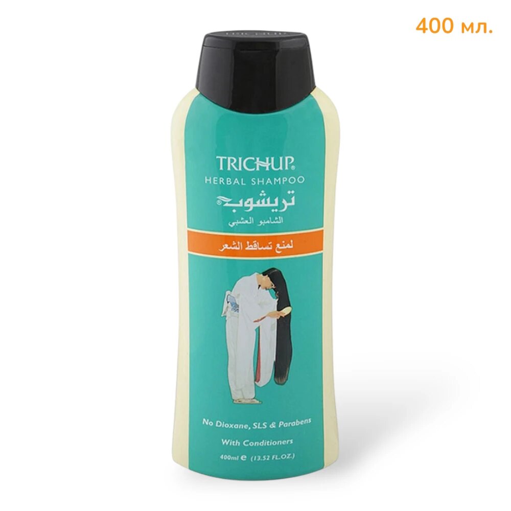 TRICHUP Herbal Shampoo HAIR FALL CONTROL, No Dioxane, SLS & Parabens, Vasu (тричуп (тричап) Шампунь на основе трав против выпадения волос с Кондиционером, Васу), 400 мл.