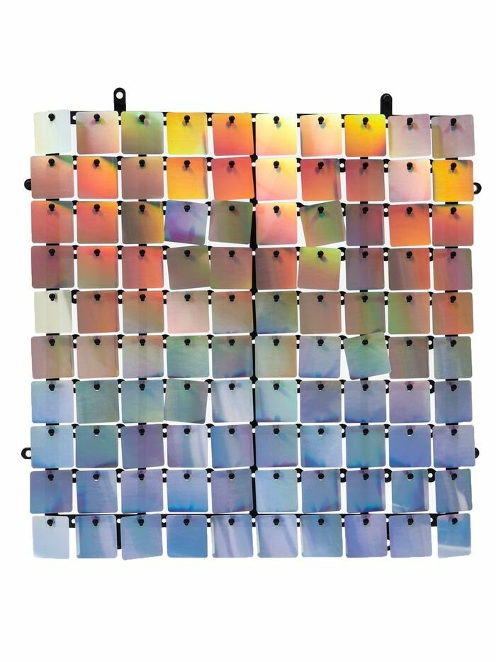 Панель с пайетками КНР для фотозоны, 30х30 см, серебристая с эффектом голографии