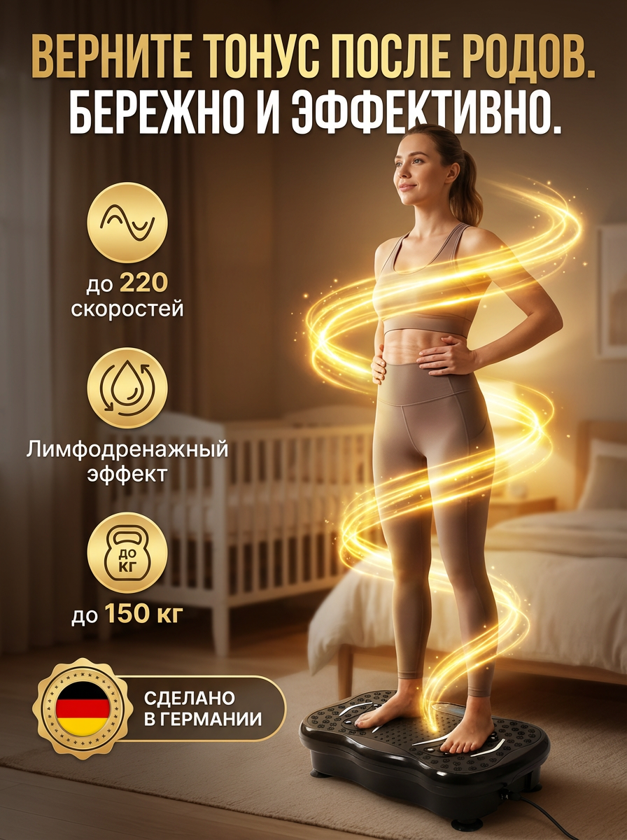 Виброплатформа для похудения 150 кг тренажер кардио степпер, пульт, чёрный, с Bluetooth