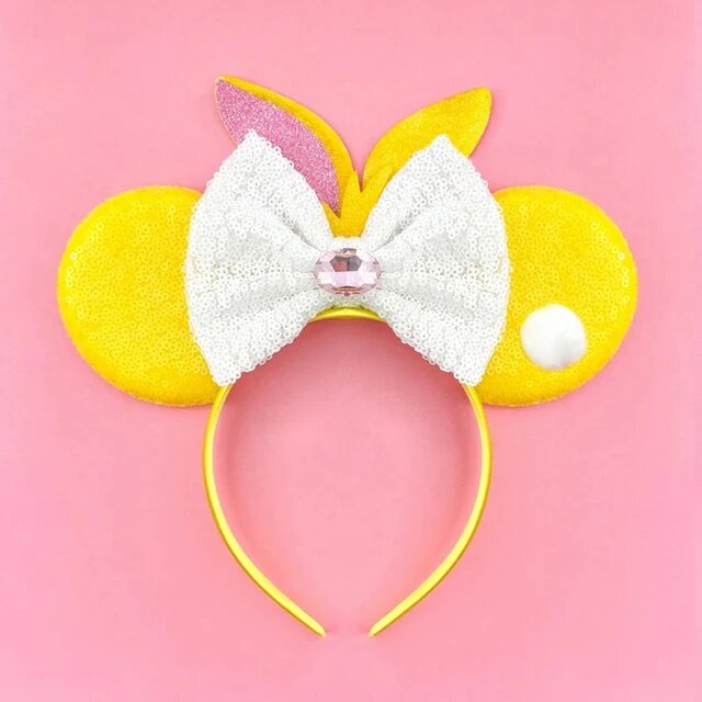 Повязки на голову с ушками Микки Мауса от Disney, аксессуары для волос для вечеринок для девочек и женщин, повязки на голову с Минни Маус, детские повязки на голову с бантиками и пайетками, подарки.