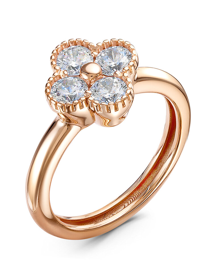 Кольцо на фалангу, красное золото, 585 проба, бриллианит