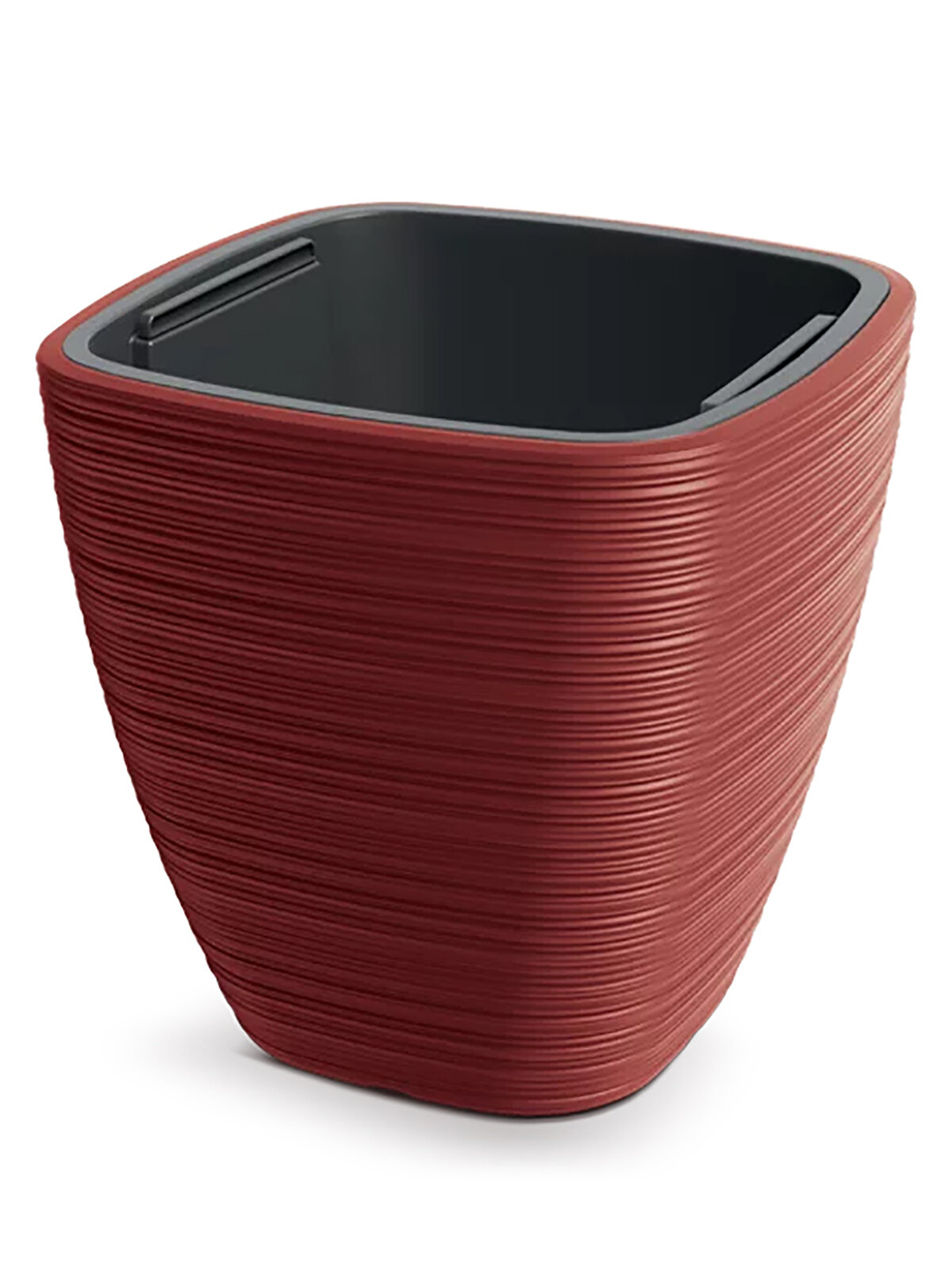 Кашпо для цветов квадратное со вставкой Prosperplast VENA, диаметр 38,8 см, высота 38 см, 36 л, красный ретро