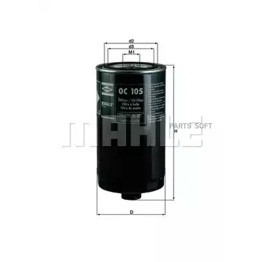 Фильтр масляный от официального дистрибьютора, MAHLE, артикул OC105