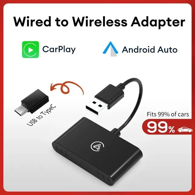 Новый беспроводной адаптер CarPlay Mini Box 2-в-1 для CarPlay и Android Auto преобразует проводное подключение CarPlay в беспроводное, совместим с USB/Type-C адаптерами и работает по принципу «подключи и работай».