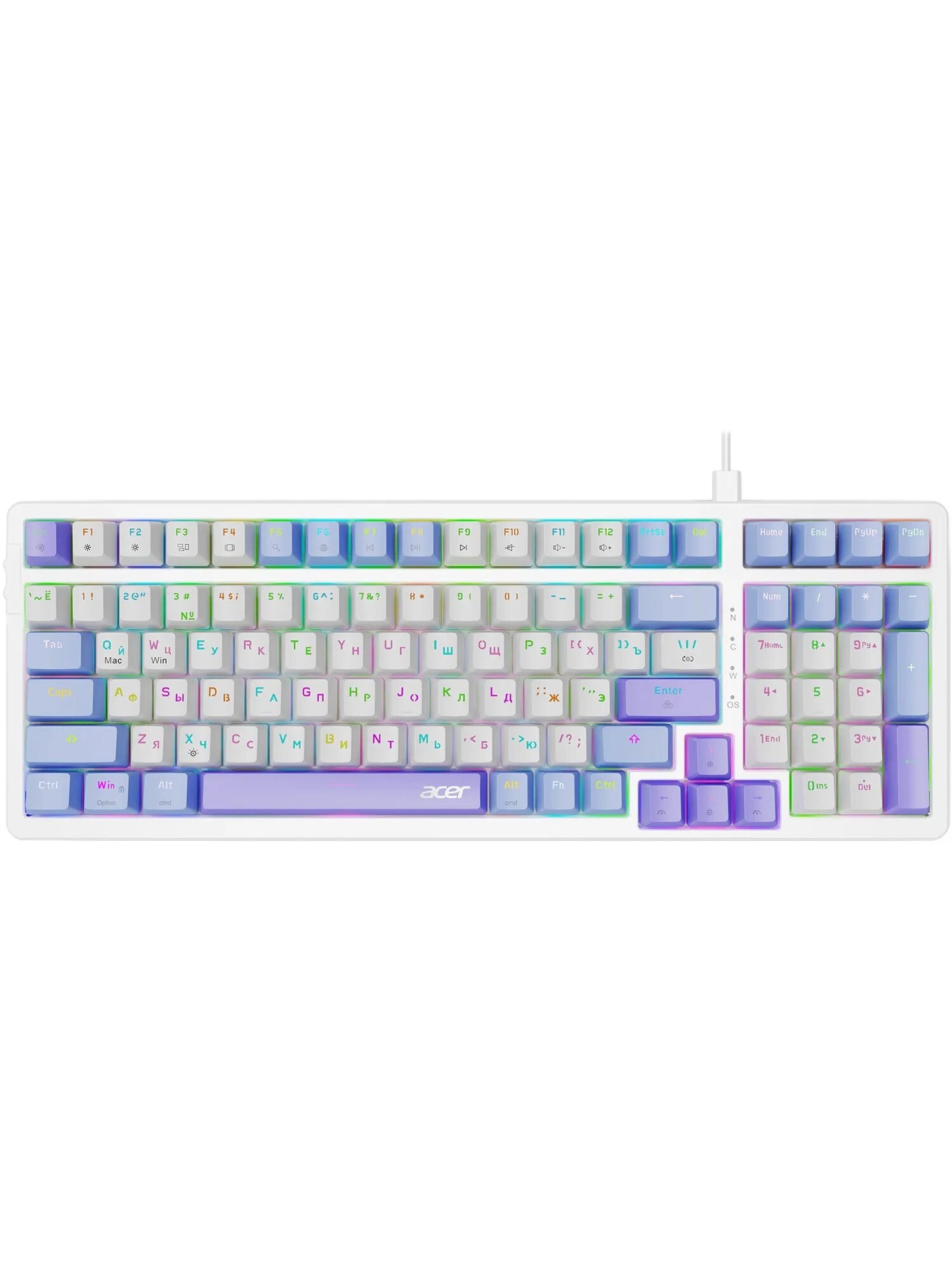 Клавиатура Acer OKW304 ZL. KBDCC.01V механическая белая USB for gamer LED