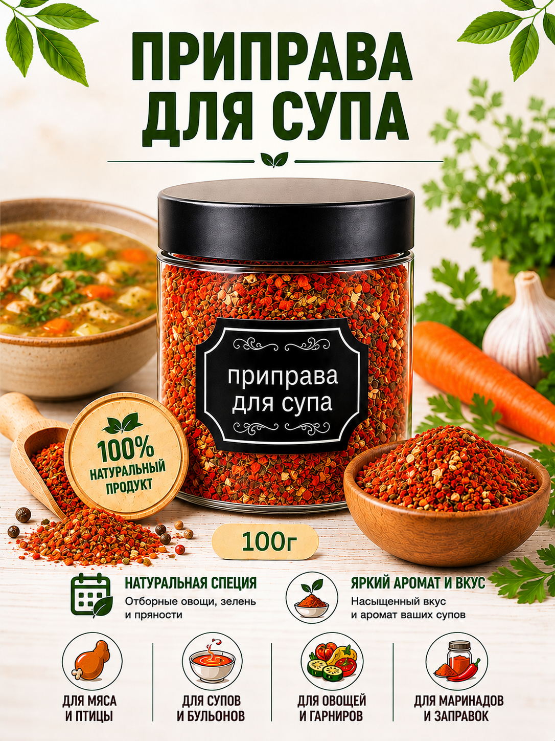 Приправа для супа натуральная, Индия, 100г