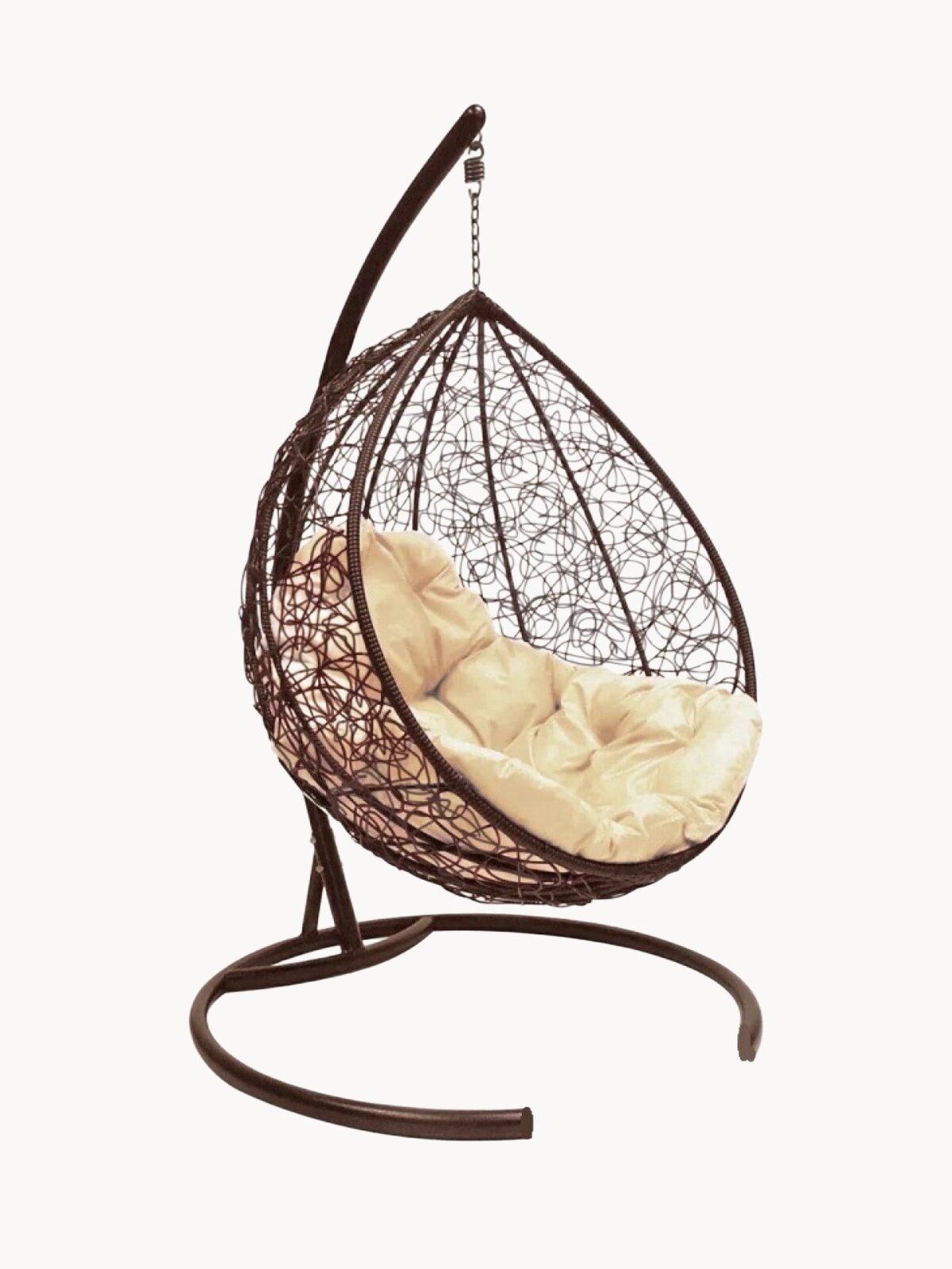 Подвесное кресло кокон Bigarden "Tropica brown" (бежевая подушка)