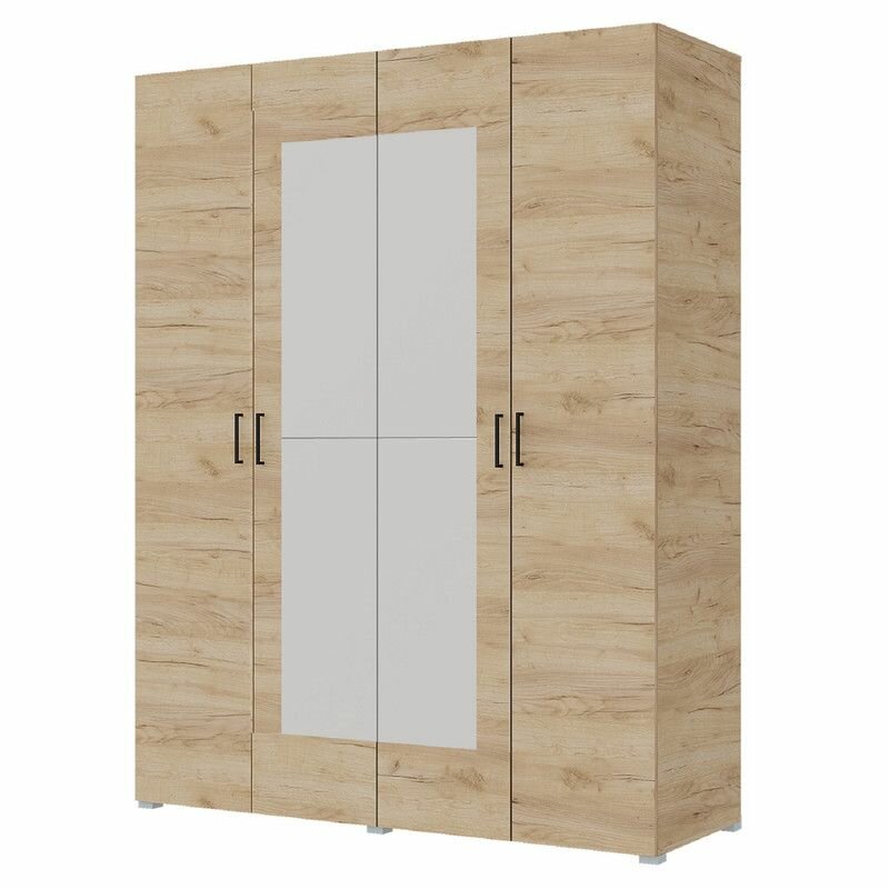 Шкаф 4ств 1800 Бостон с зеркалом 400, цвет Крафт золотой (2 ящика+штанга)