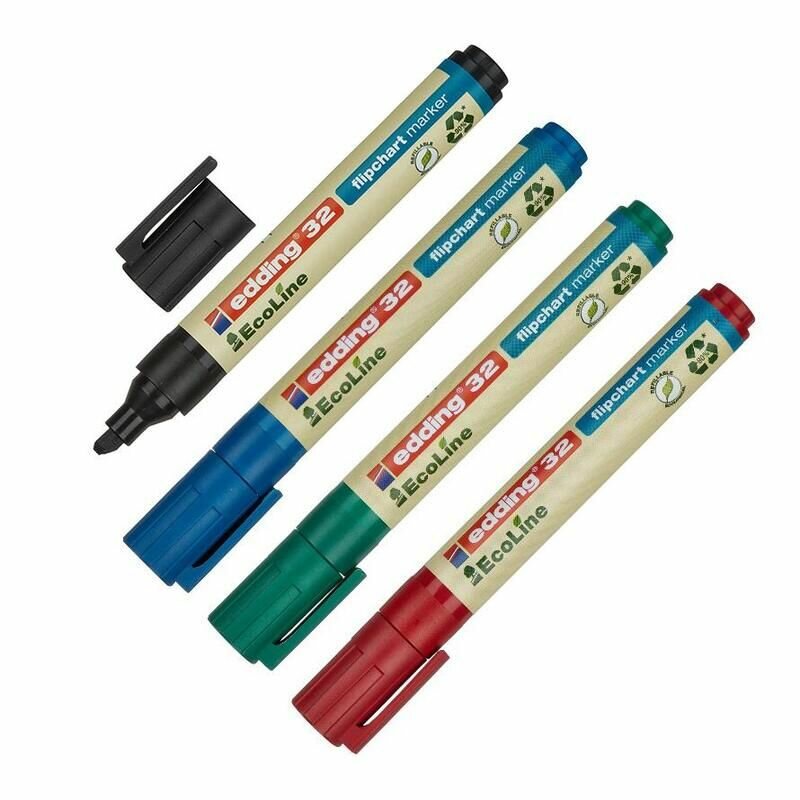 Маркер для бумаги для флипчартов Edding 32 Ecoline цвета (толщина линии 1-5 мм) скошенный наконечник
