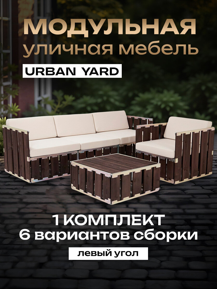 Модульная садовая мебель URBAN YARD, 6 вариантов сборки, комплект, диван, угловой диван, кресло, стол