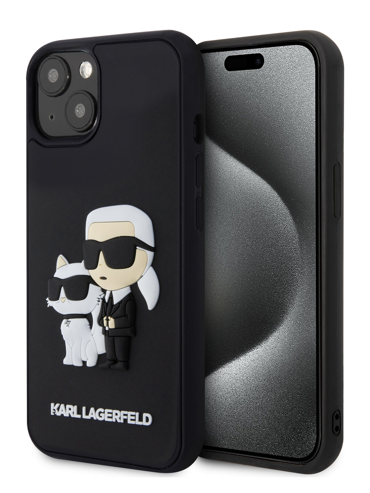 Lagerfeld для iPhone 14 чехол 3D Rubber NFT Karl & Choupette Hard Black