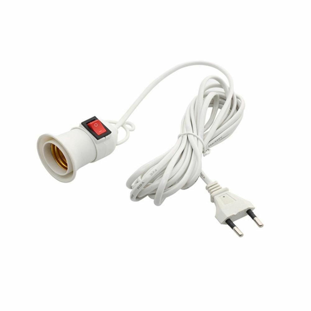 Светильник светодиодный с выключателем, под лампу, Е27, провод 5 метров, белый