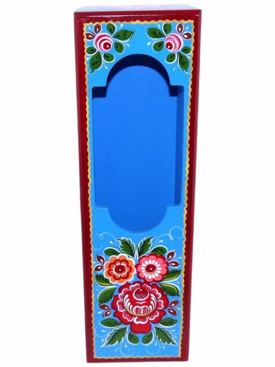 Футляр для бутылки, Бар одноместный большой (Цветы), Городецкая роспись, ручная авторская работа