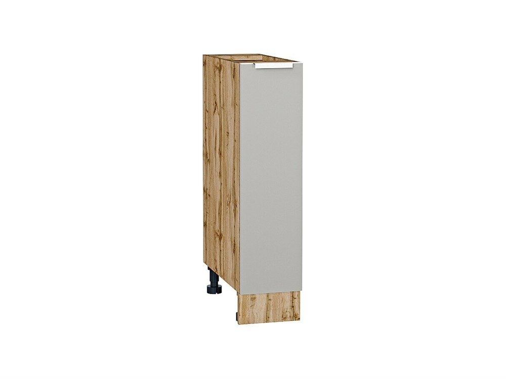 VVT Шкаф нижний бутылочница Фьюжн Дуб Вотан, Silky Light Grey, 200 В*Ш*Г 816*200*480, фасад МДФ Silky Light Grey, корпус Дуб Вотан Silky Light Grey