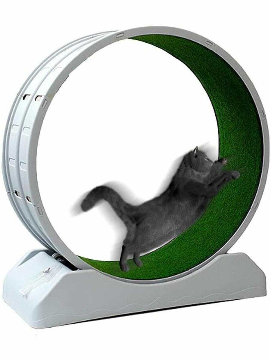 Беговое колесо для кошек, 80 см в диаметре, с фиксирующим механизмом, сменное одеяло для кошачьих котлетокСеро-зеленый