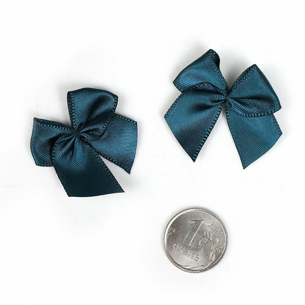 Бантики пришивные TBY для нижнего белья 1,5 см, изумрудно-синий F222 упаковка 100 шт