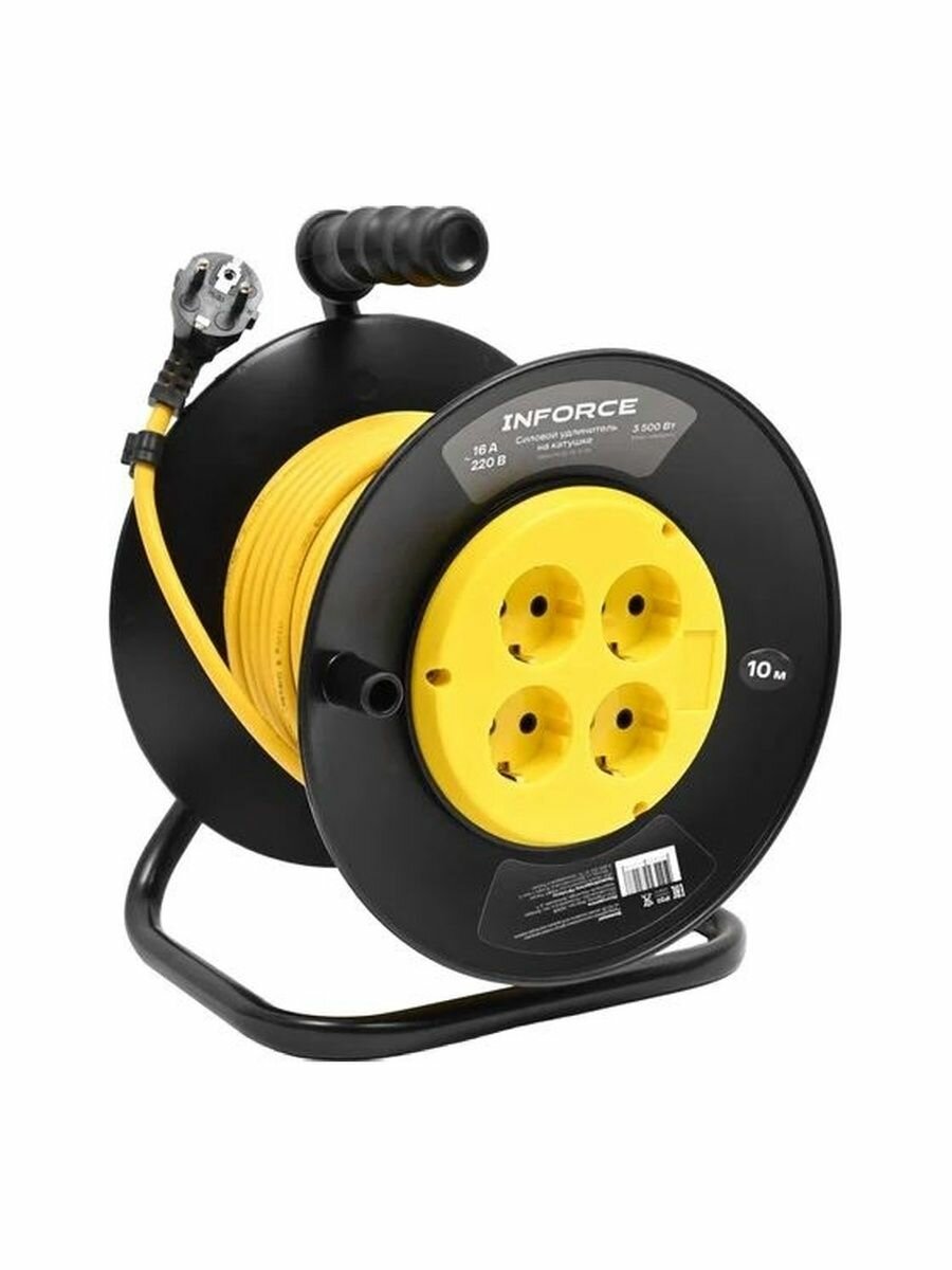 Силовой удлинитель уличный садовый на катушке 4 гнезда, с/з ПВС 3х1,5 16A 10м IP20