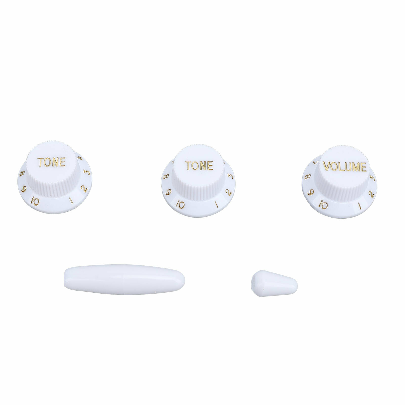 Набор пластиковых ручек потенциометра для гитары, точная регулировка громкости и тембра для тренировок, белый цвет, золотистая надпись.