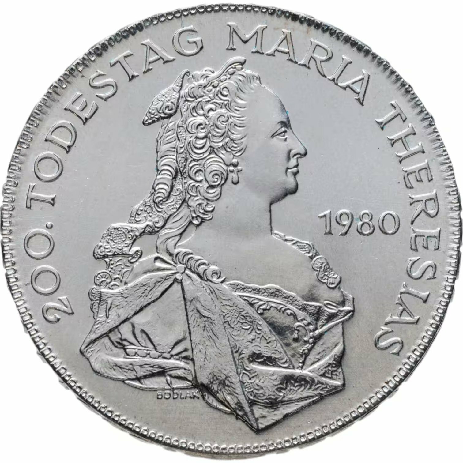 Австрия 500 шиллингов 1980 200 лет со дня смерти Марии Терезии, Серебро 640, в сохранности BUNC