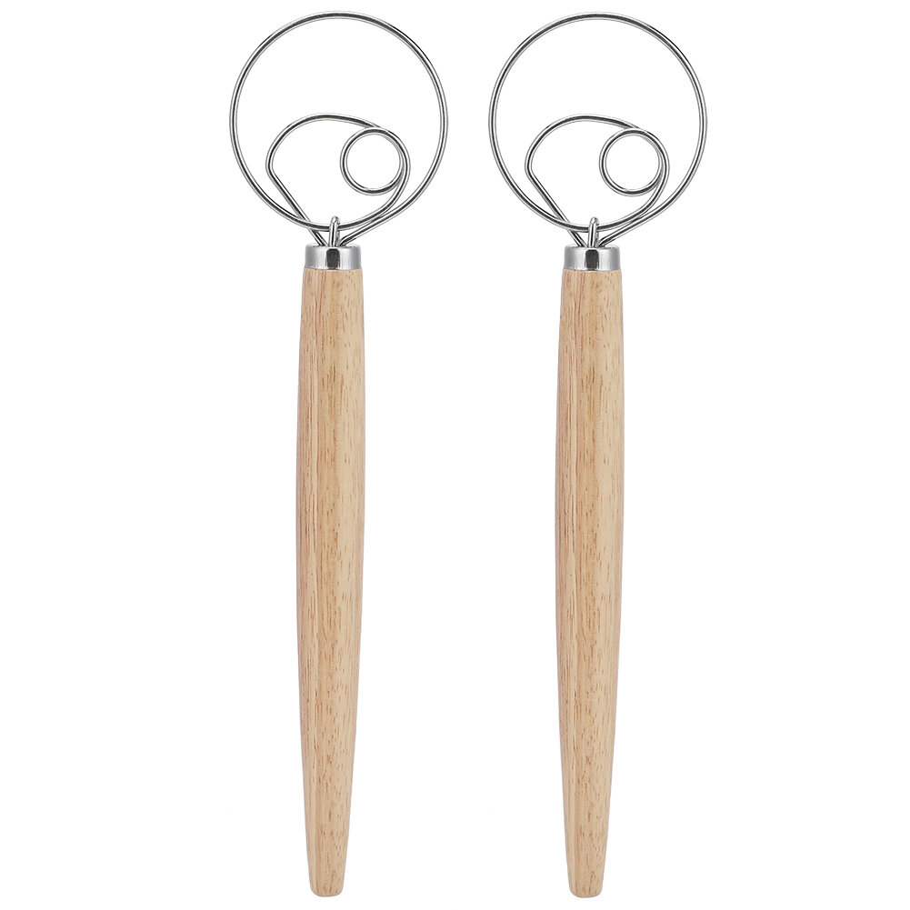 Ручной миксер для теста из нержавеющей стали с ручкой из дуба, кухонный венчик для взбивания яиц, аксессуар для домашней выпечки