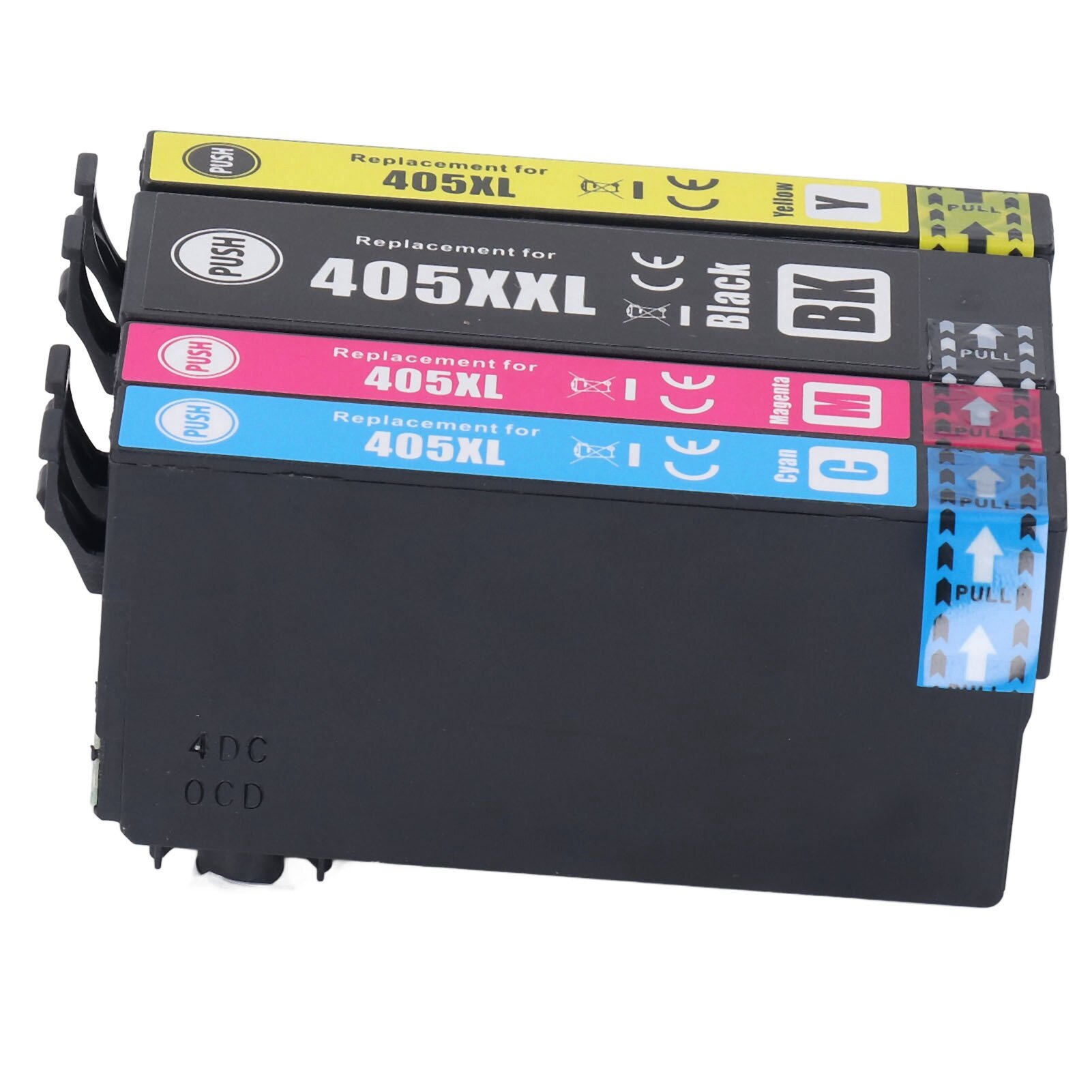 4PCS Картридж для принтера Model 405, цвета BK, C, M, Y, совместимый с WorkForce Pro WF 3820DWF, WF 3825DWF, WF 4820DWF, WF 4825DWF, WF 4830DTWF, WorkForce WF 7830DTWF, WF 7835DTWF, WF 7840DTWF, материал ABS, для печати фотографий, тестовых листов,