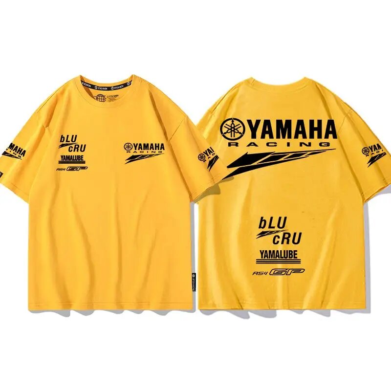 Мотоциклетный костюм Yamaha, футболка с короткими рукавами, мужской летний костюм GP Factory Team Racing, дышащий, быстросохнущий мотоциклетный костюм Желтый, XXL, YELLOW