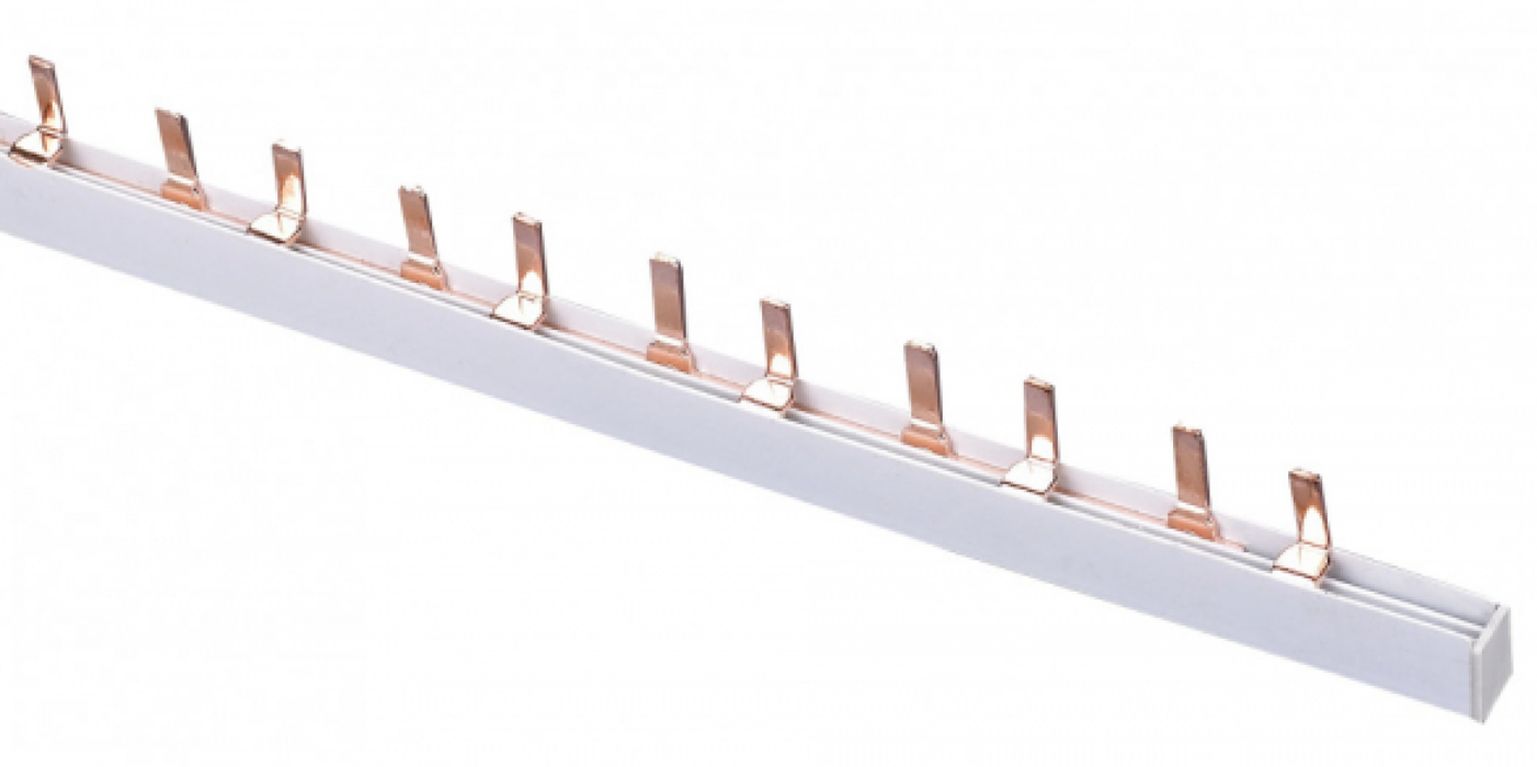 Шина соединительная DEKraft / ДеКрафт ШС-101 PIN, штырь, медь/огнестойкий полиамид, 1м, 2P, 63А, 4кВ