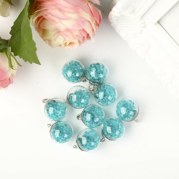 Подвеска декоративная для творчества стекло "Шар - камешки" морс. волна d 1,6 см набор 10шт