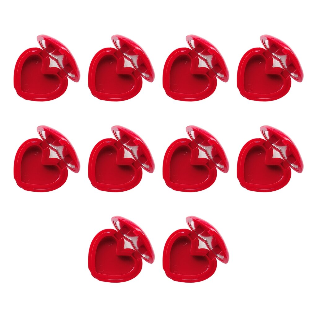 Косметические флаконы, Коробка для губной помады в форме сердца с зеркалом - красная, 10 штук