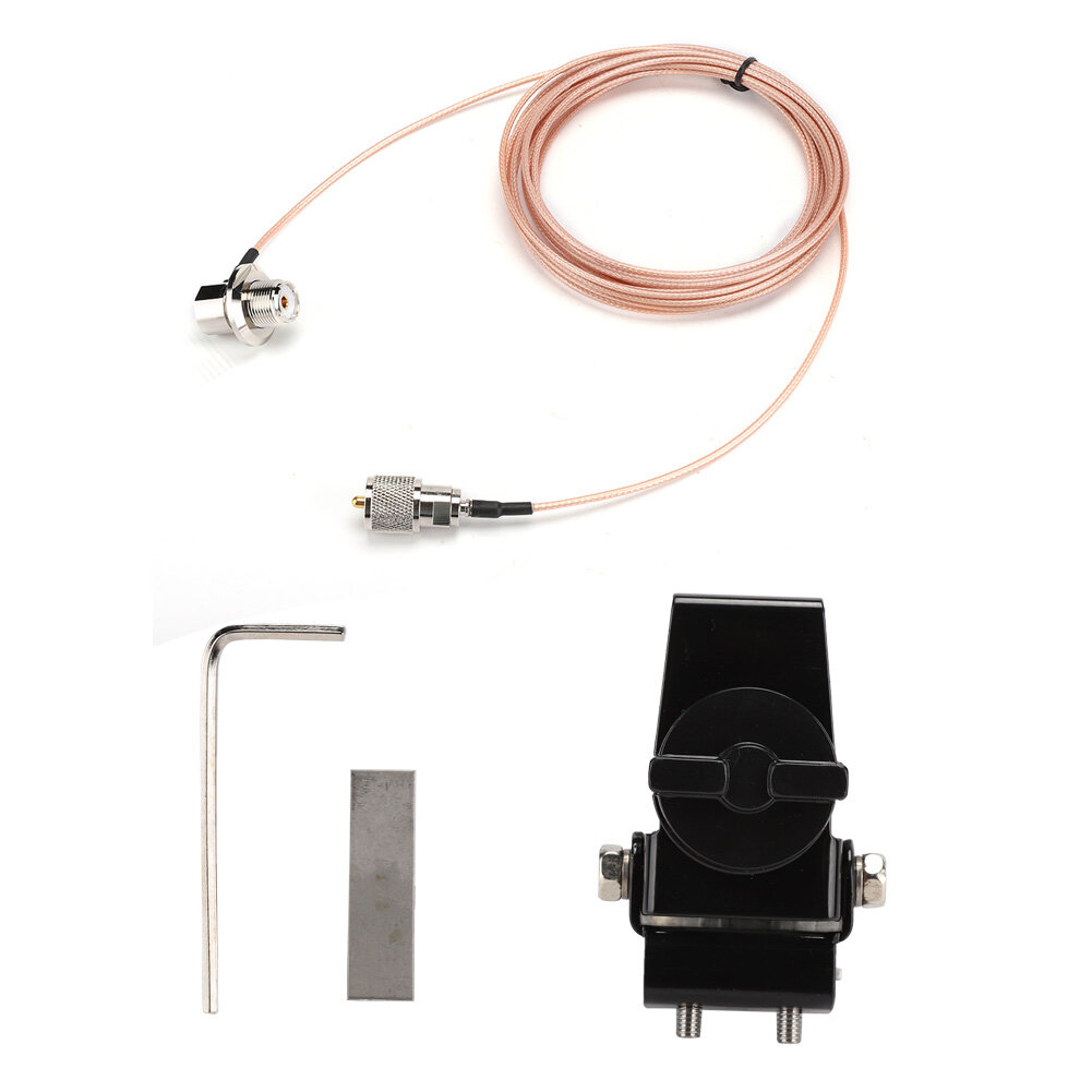 Аксессуары для двухсторонней радиосвязи: кронштейн для крепления автомобильной антенны RB-20 черного цвета с 5-метровым железным фидерным кабелем SC-316 (черный).