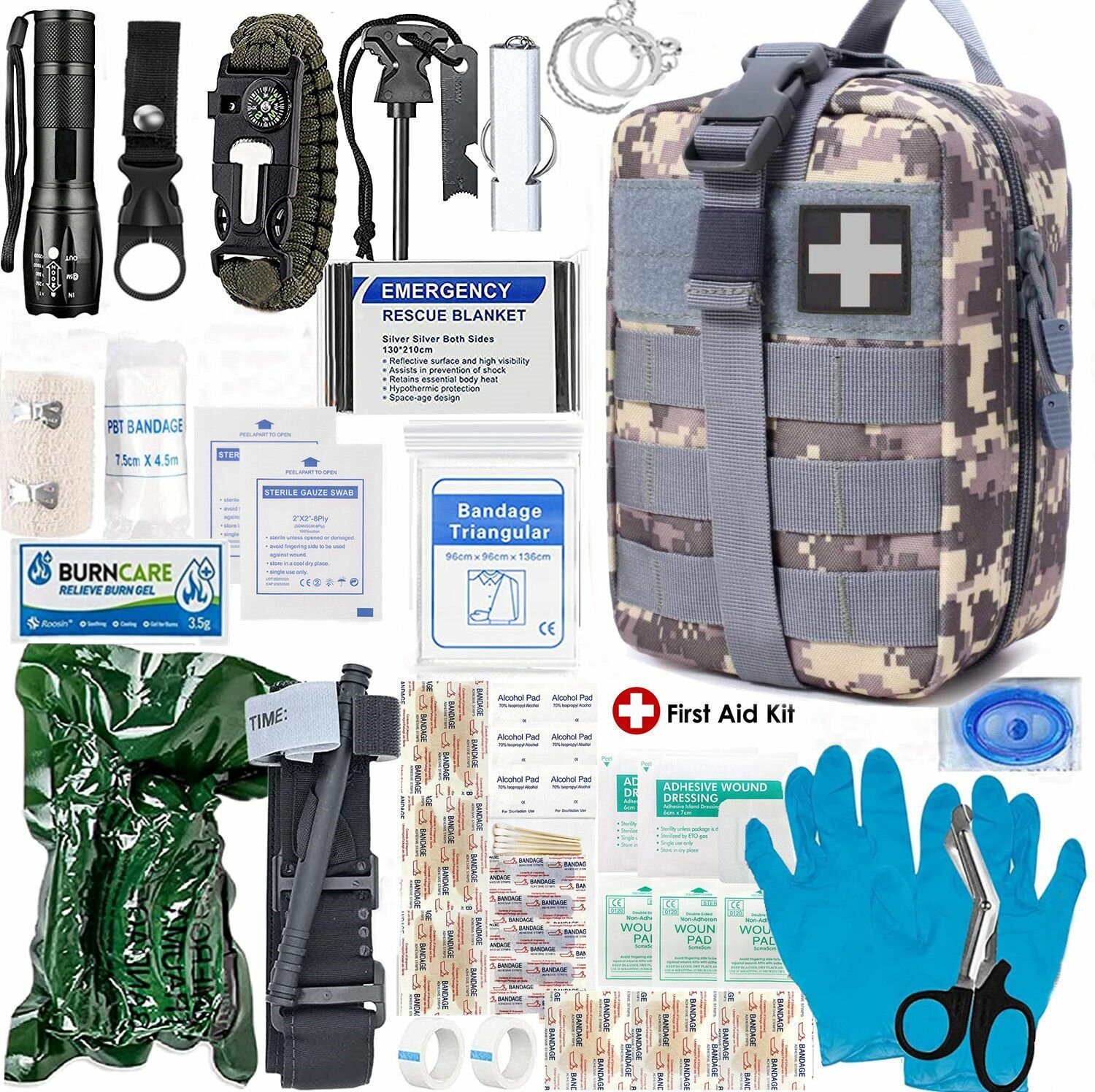 Тактическая аптечка IFAK с турникетом / комплектом для выживания Outdoor Molle System для кемперов, путешествий, охоты