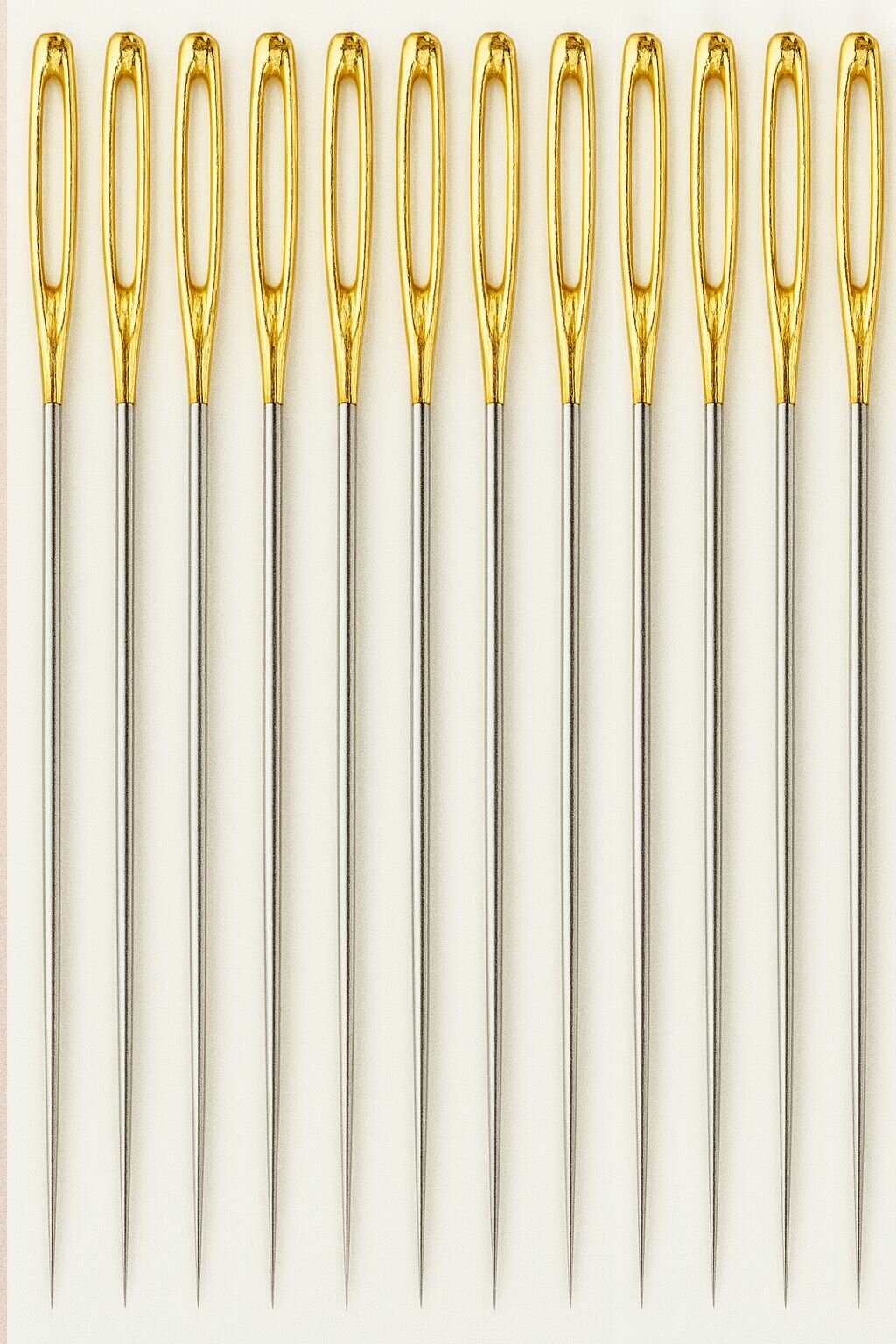 Иголки с большим золотым ушком 12 штук, Набор игл для рукоделия и творчества, швейные иголки