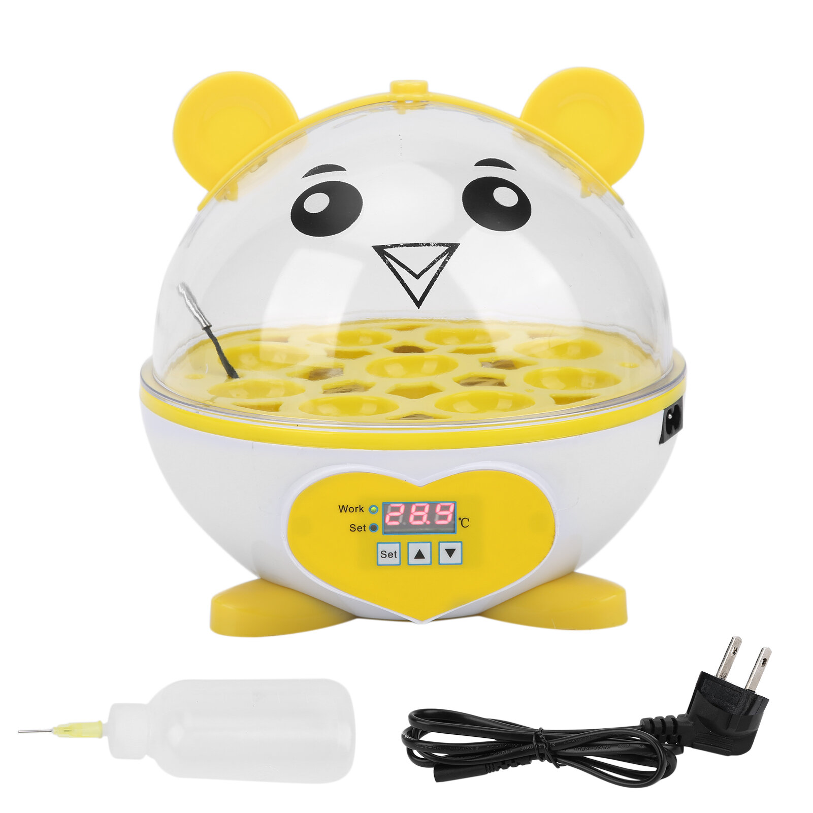 Полуавтоматический инкубатор, бытовой маленький инкубатор на 9 яиц для курицы, утки, птицы, голубя, перепела, 110-240 В (желтая вилка США)