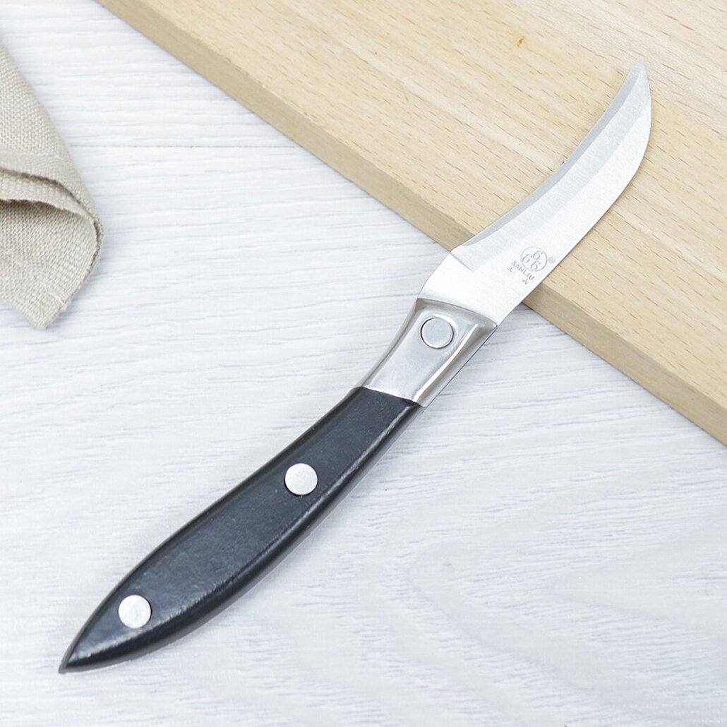 Нож столовый 666, блестящее лезвие, черная рукоятка, классический дизайн