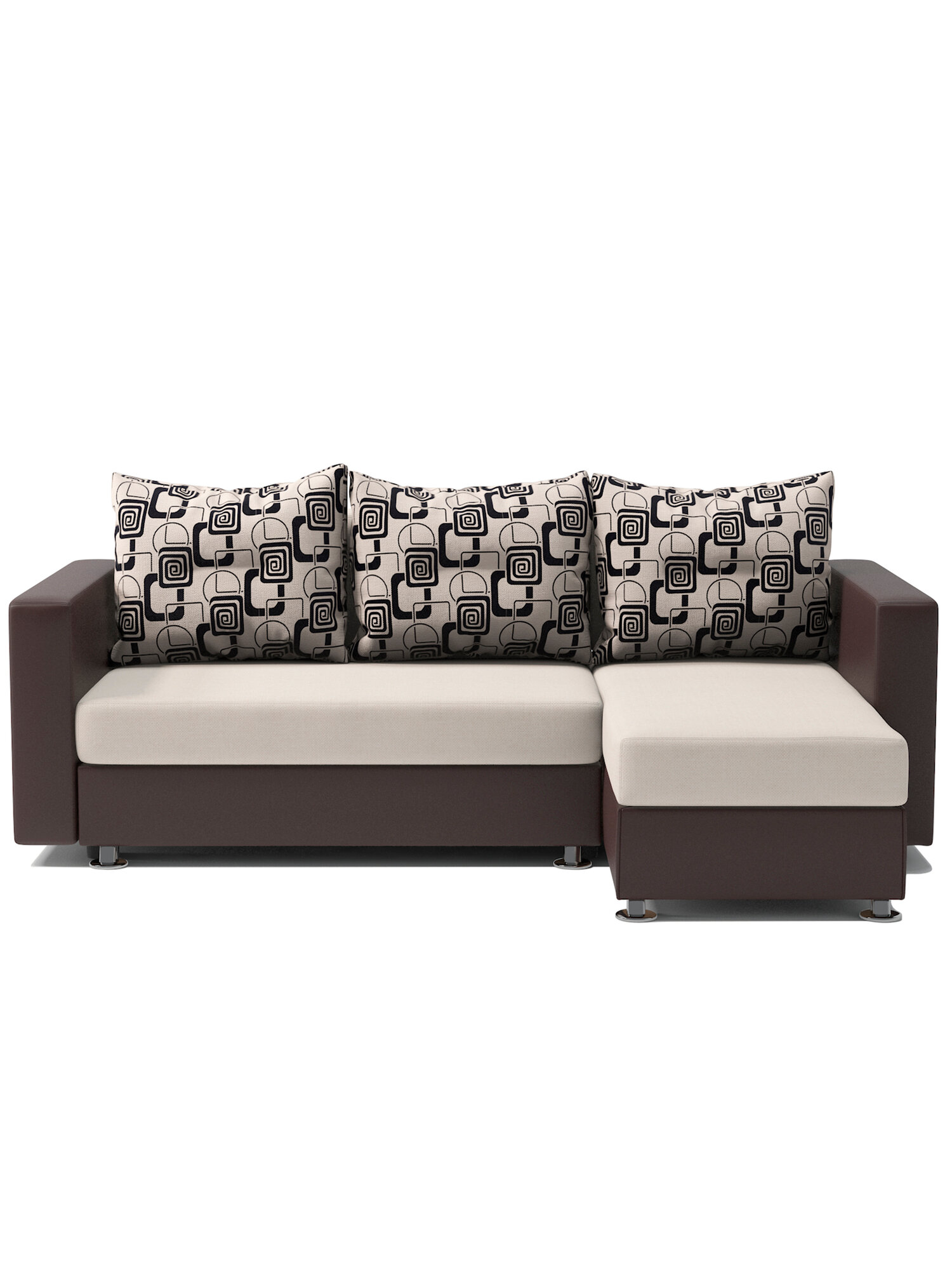 Угловой диван-кровать Ария раскладной 225х78х150 см правый угол экокожа шоколад и ромб