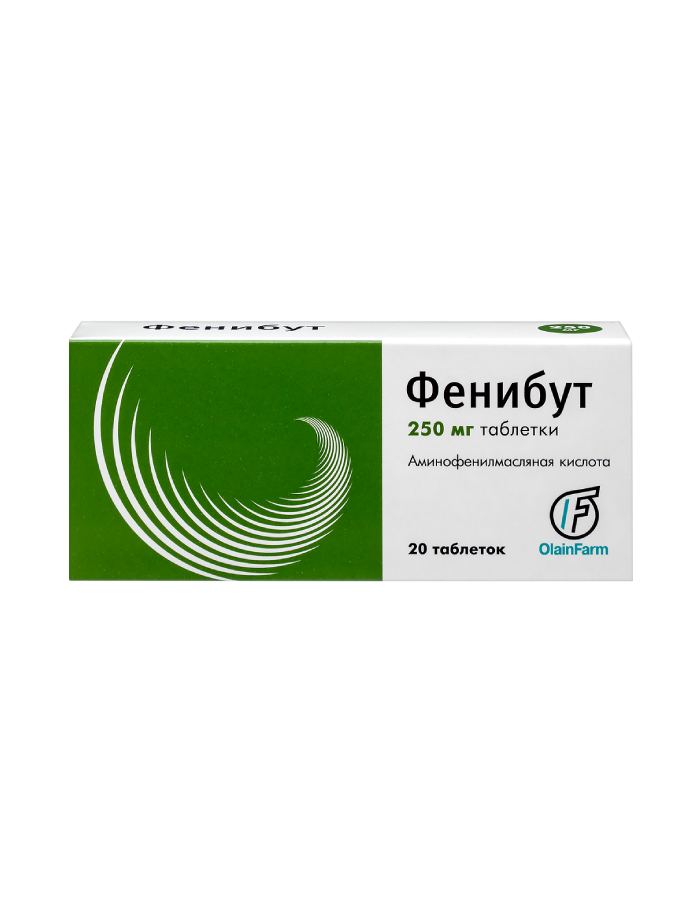 Фенибут, таблетки 250 мг, 20 шт.